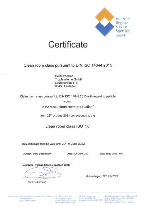 Quality made in Germany – HEIM Pharma Tropfsysteme